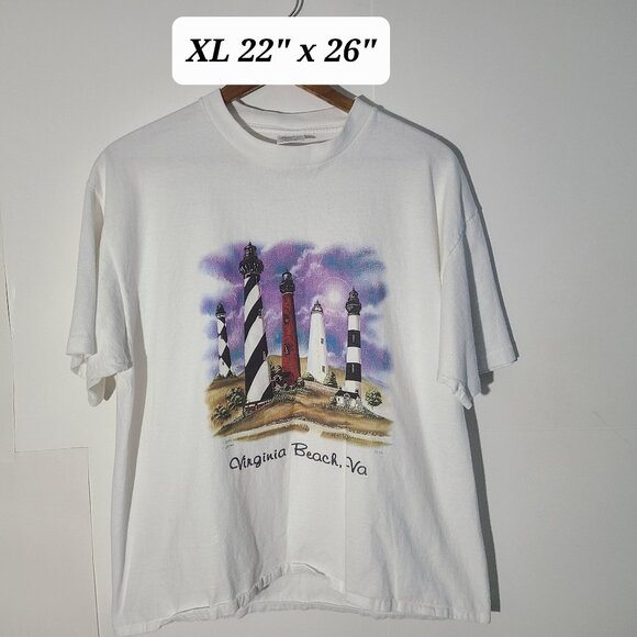Anvil | Shirts | Vintage 9s Virginia Beach Va Lighthouses White Boxy Xl ...